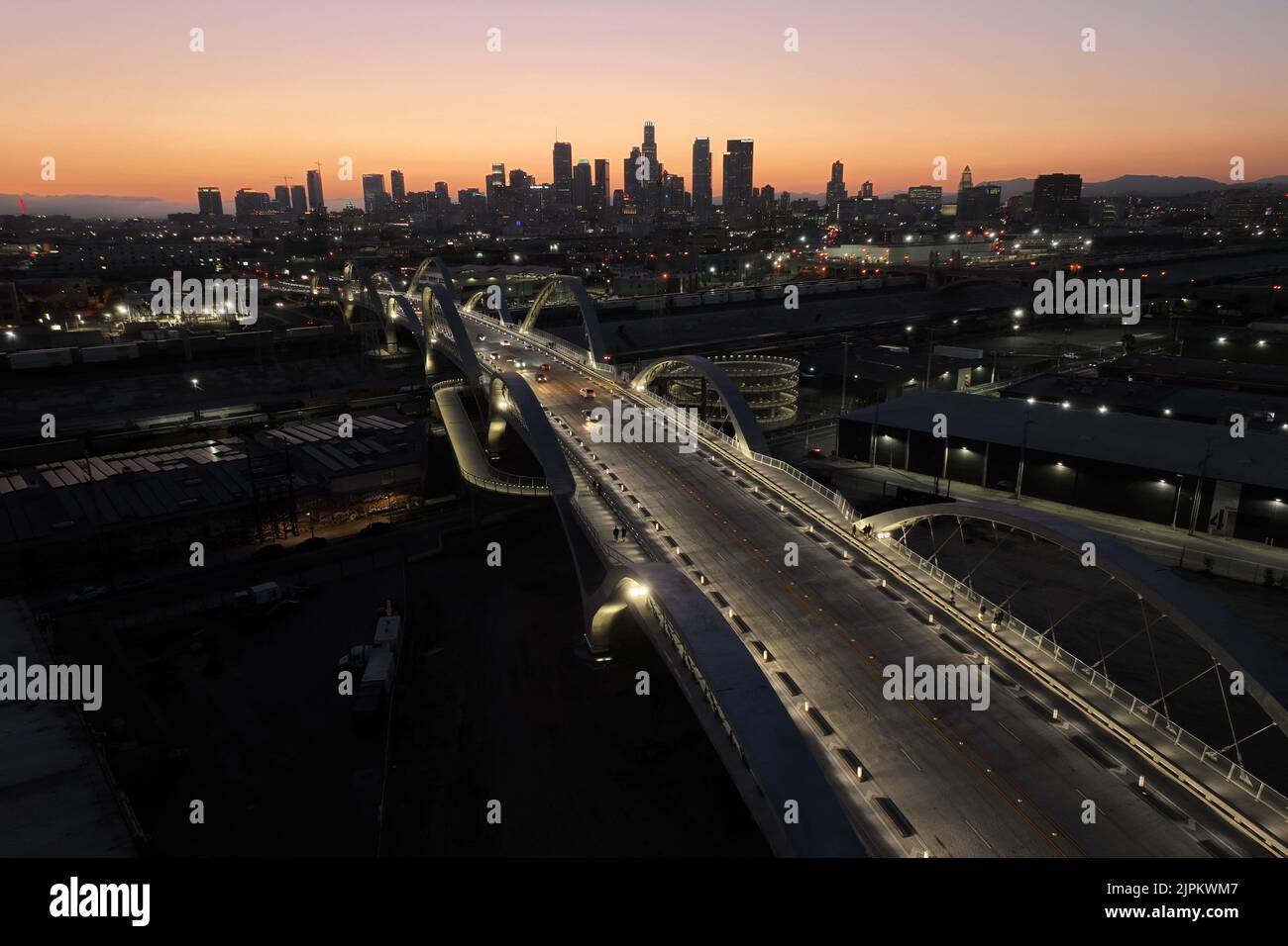 A general overall aerial view of the Sixth Street Bridge (6th St.), a ...