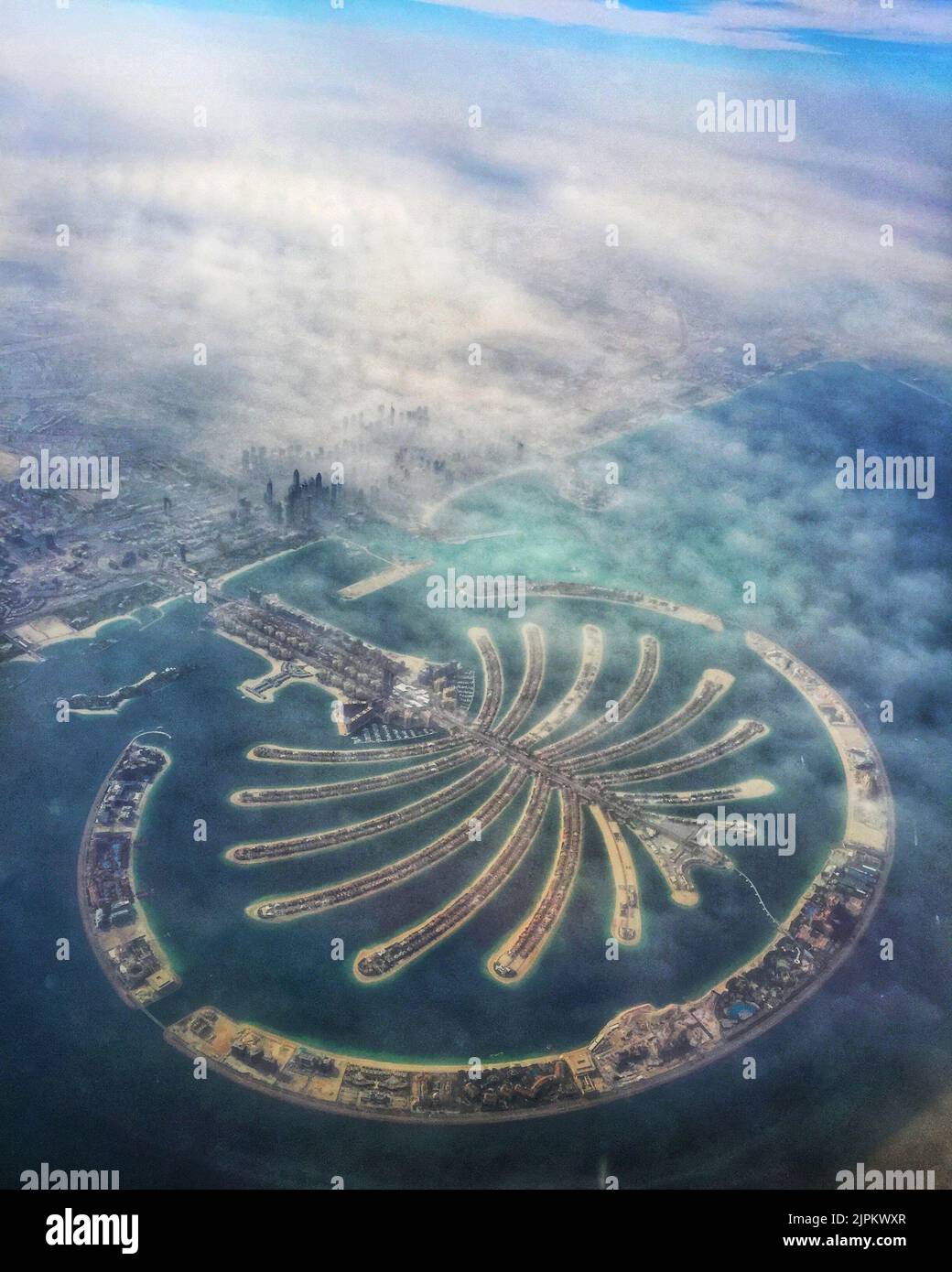 An aerial shot of the Palm Jumeirah in Dubai, United Arab Emirates ...