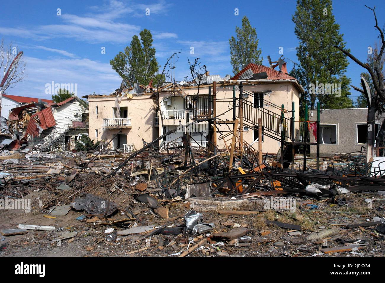 ZATOKA, UKRAINE - AUGUST 18, 2022 - Damage is pictured in Zatoka urban ...