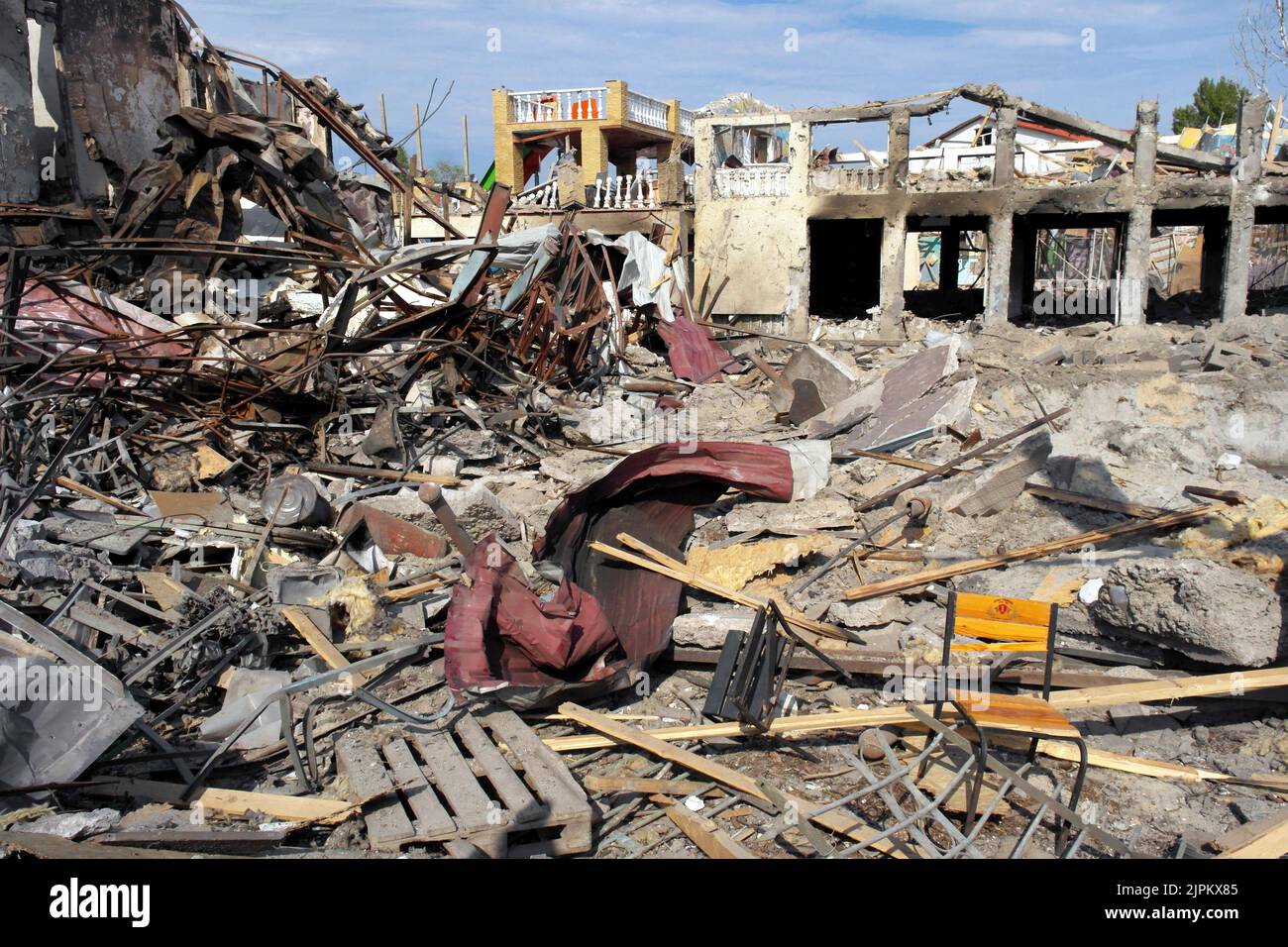 ZATOKA, UKRAINE - AUGUST 18, 2022 - Damage is pictured in Zatoka urban ...