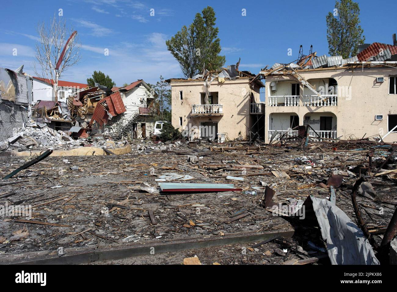 ZATOKA, UKRAINE - AUGUST 18, 2022 - Damage is pictured in Zatoka urban ...