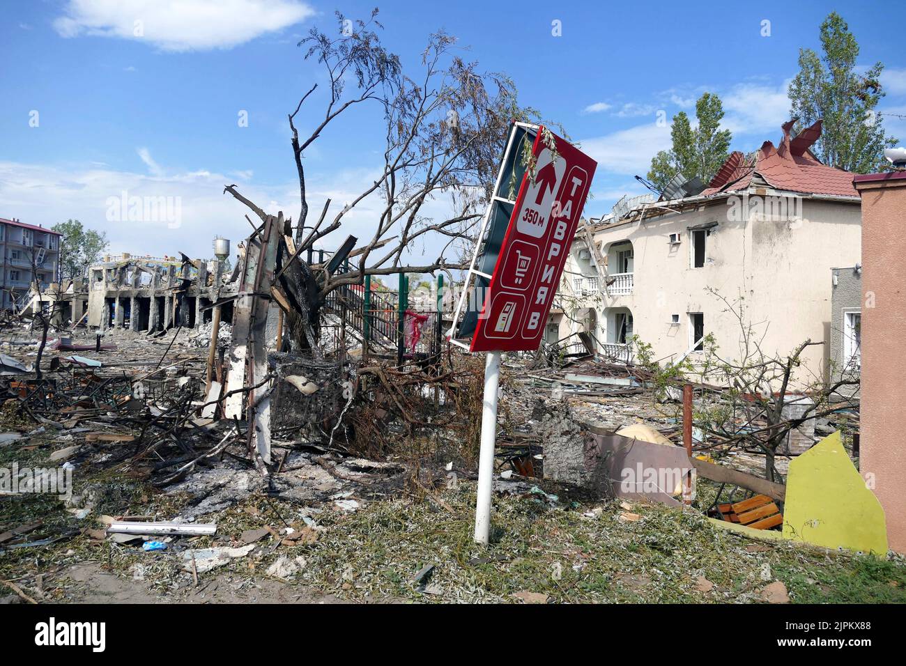 ZATOKA, UKRAINE - AUGUST 18, 2022 - Damage is pictured in Zatoka urban ...