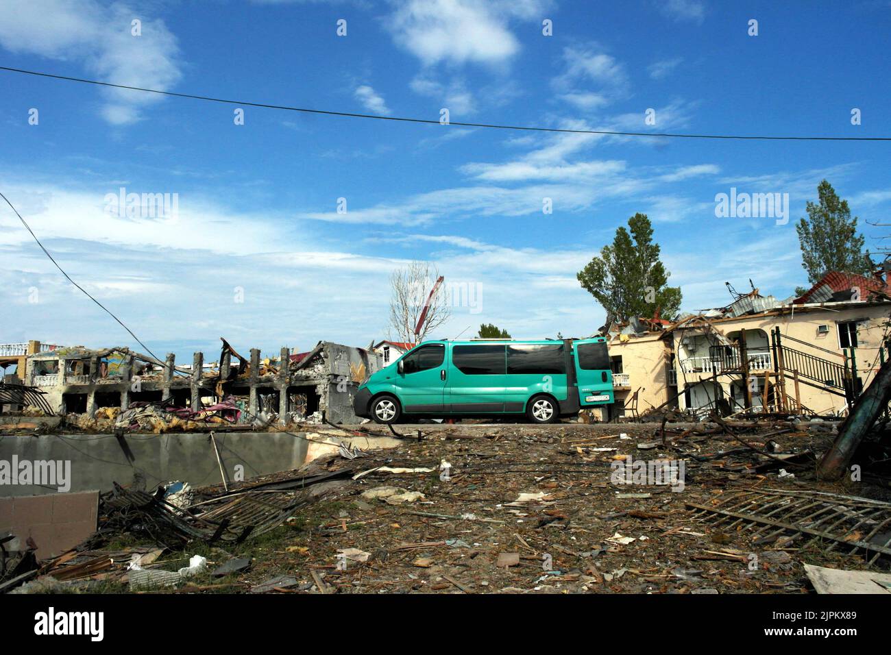 ZATOKA, UKRAINE - AUGUST 18, 2022 - Damage is pictured in Zatoka urban ...