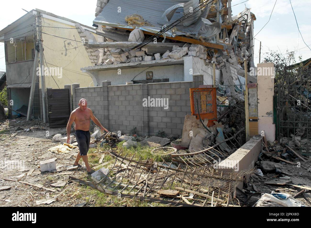 ZATOKA, UKRAINE - AUGUST 18, 2022 - Damage is pictured in Zatoka urban ...