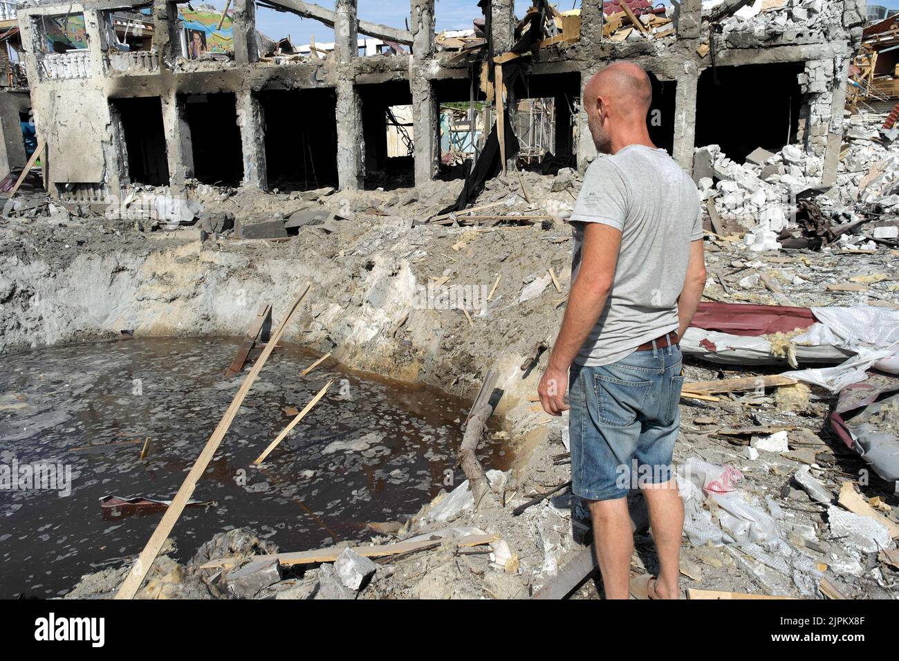 ZATOKA, UKRAINE - AUGUST 18, 2022 - Damage is pictured in Zatoka urban ...