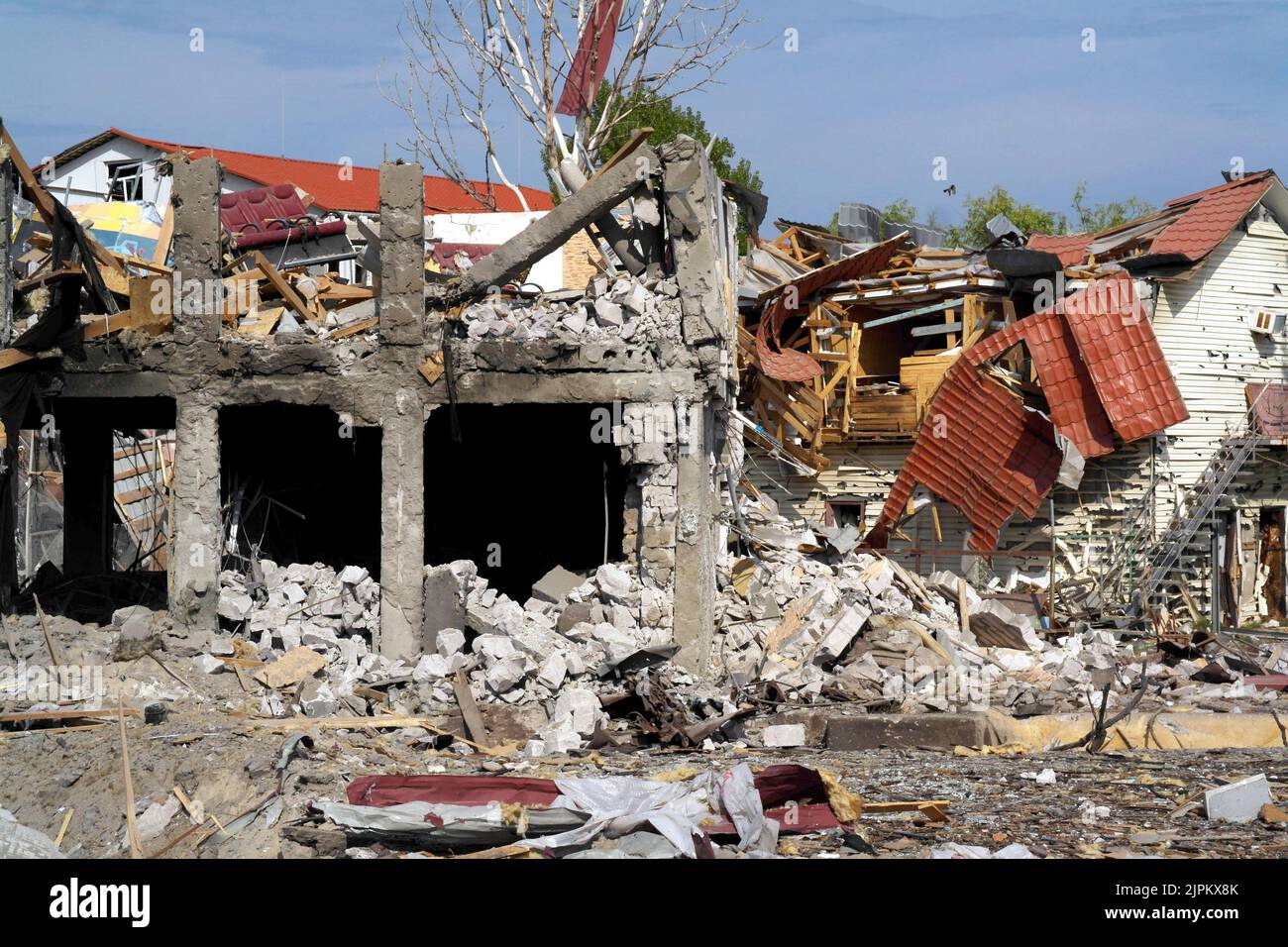 ZATOKA, UKRAINE - AUGUST 18, 2022 - Damage is pictured in Zatoka urban ...