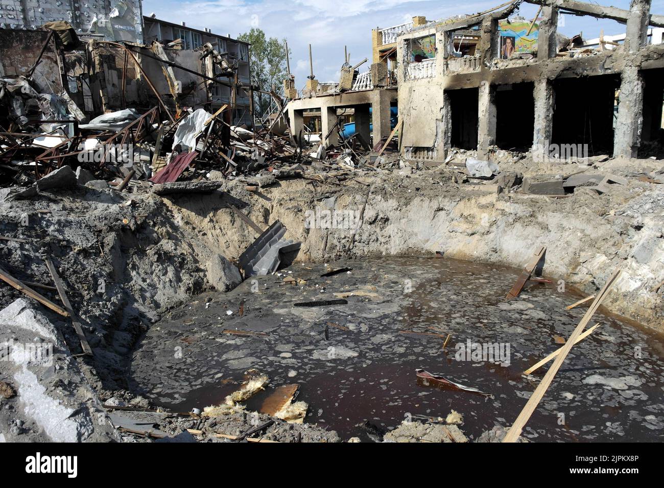 ZATOKA, UKRAINE - AUGUST 18, 2022 - Damage is pictured in Zatoka urban ...