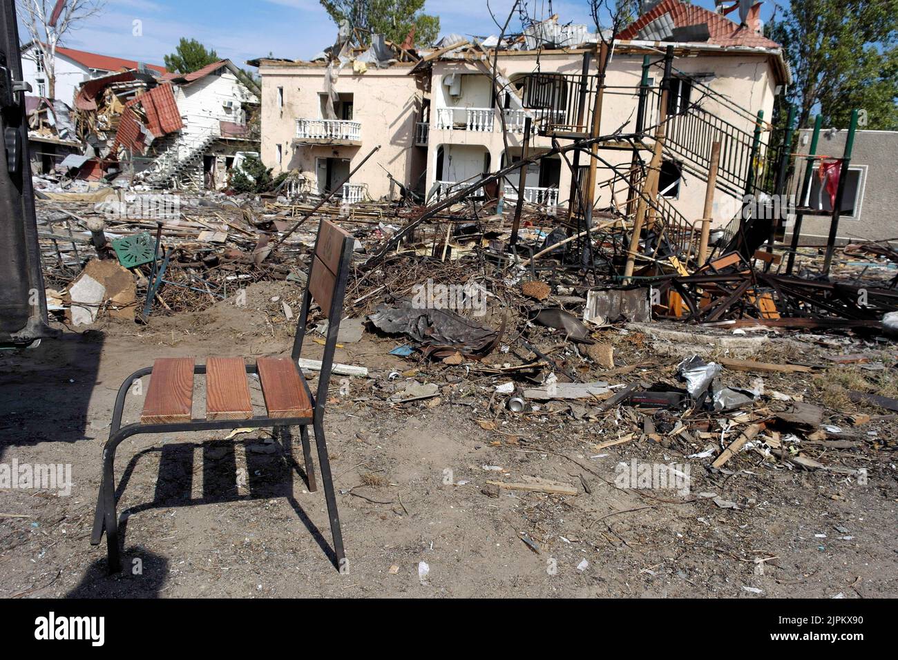 ZATOKA, UKRAINE - AUGUST 18, 2022 - Damage is pictured in Zatoka urban ...