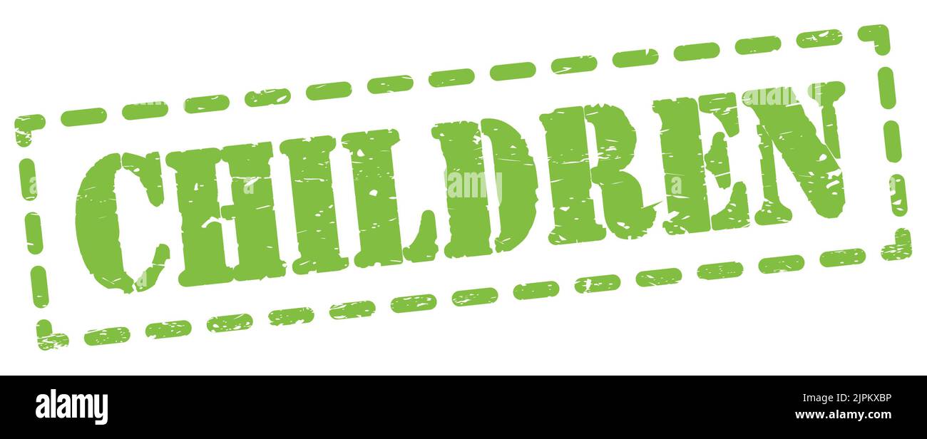 CHILDREN text written on green dash stamp sign Stock Photo - Alamy
