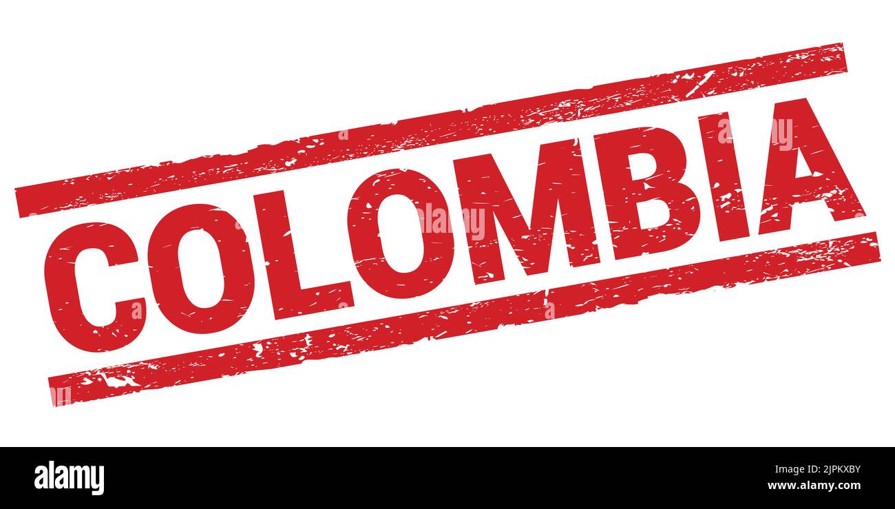 COLOMBIA text written on red rectangle stamp sign Stock Photo - Alamy