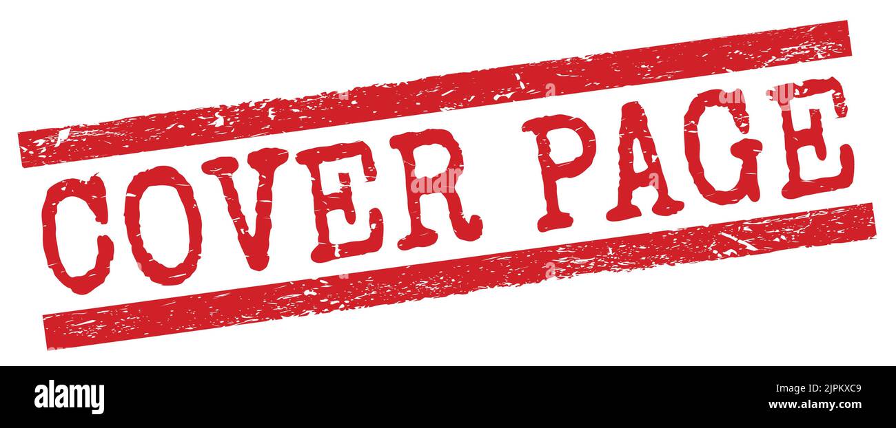 COVER PAGE text written on red grungy lines stamp sign Stock Photo - Alamy