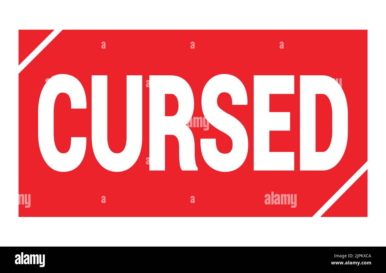 CURSED text written on red rectangle stamp sign Stock Photo - Alamy