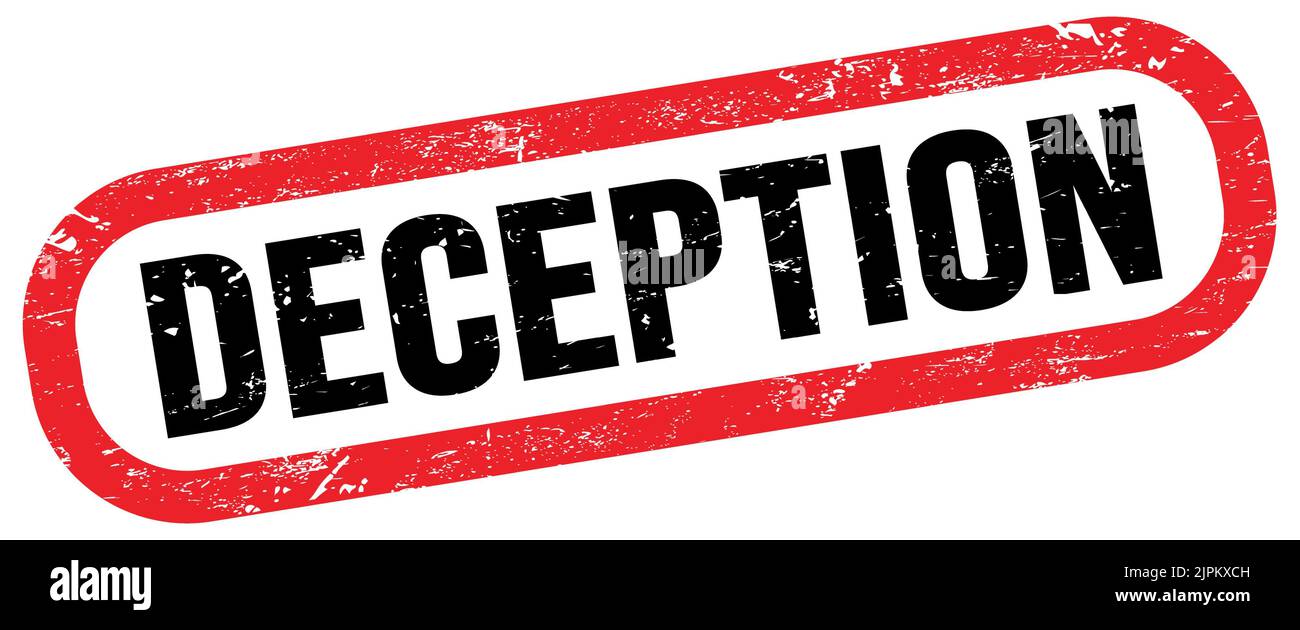 DECEPTION, text on red-black rectangle stamp sign Stock Photo - Alamy