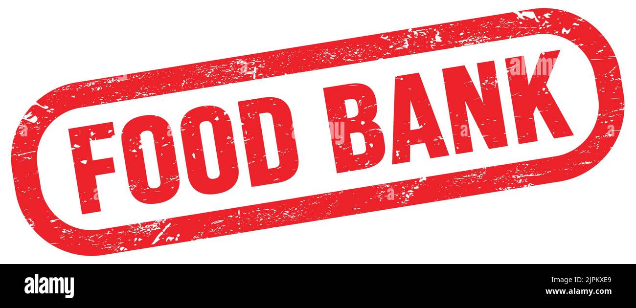 FOOD BANK, text on red rectangle stamp sign Stock Photo - Alamy