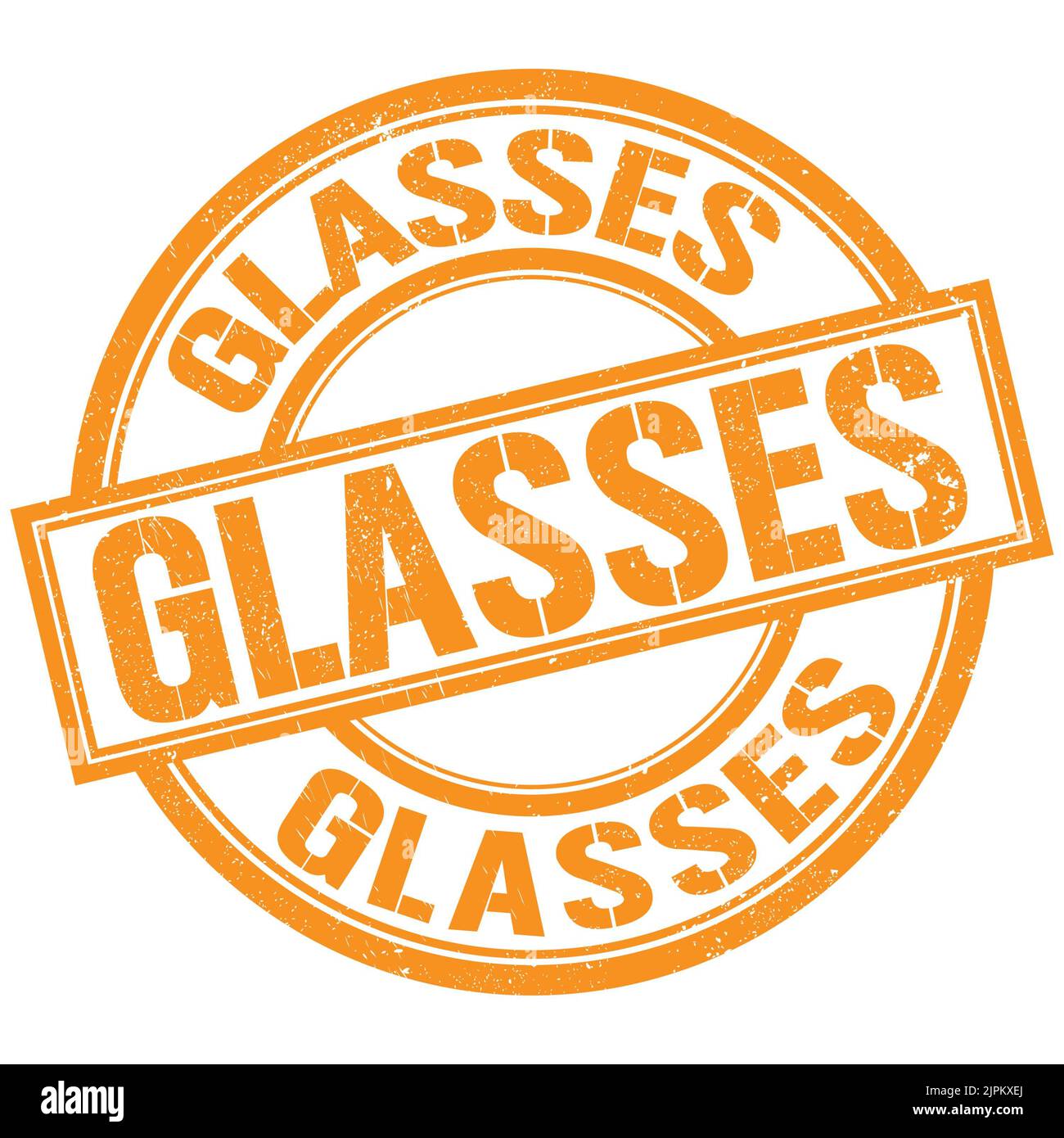 GLASSES text written word on orange round stamp sign Stock Photo - Alamy