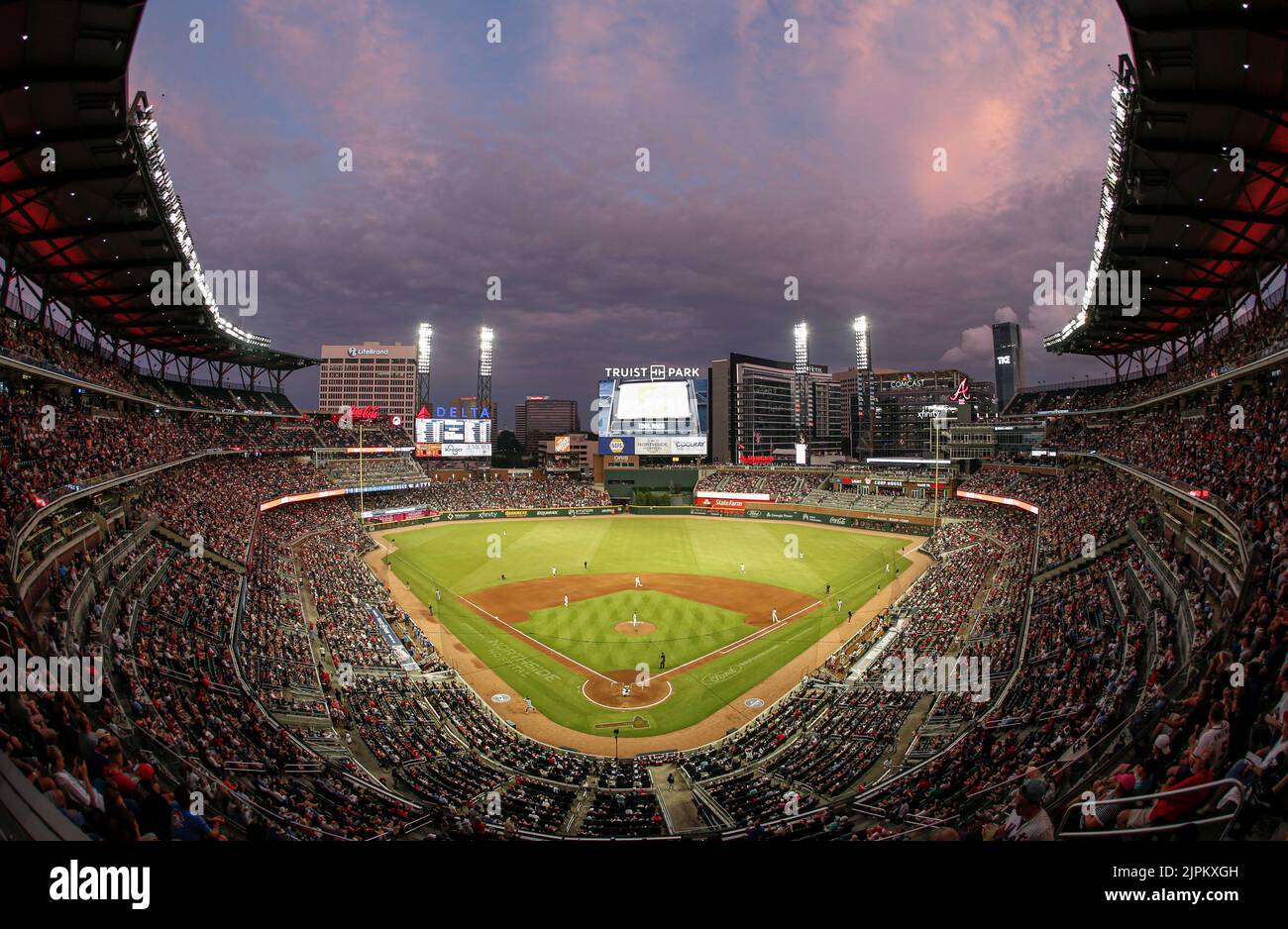 Atlanta, GA. USA; A general view of the field at sunset during a major ...