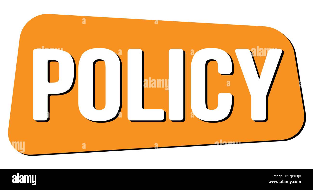 POLICY text written on orange trapeze stamp sign Stock Photo - Alamy