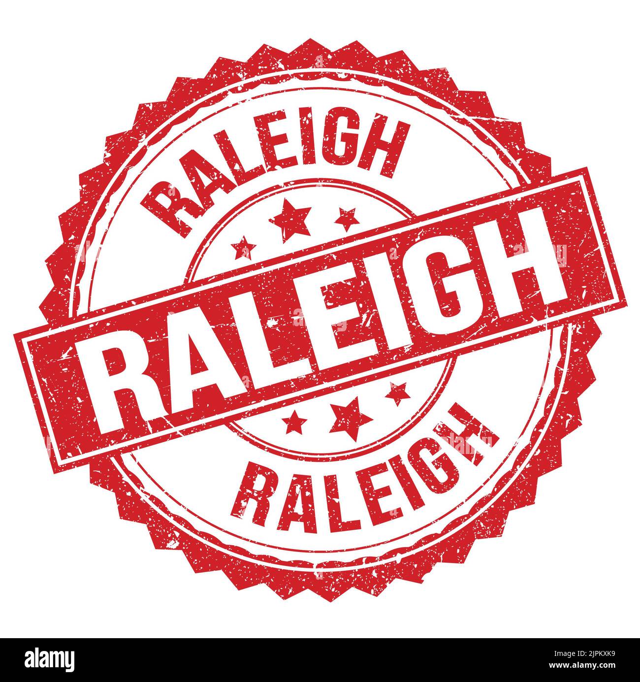RALEIGH text written on red round stamp sign Stock Photo - Alamy
