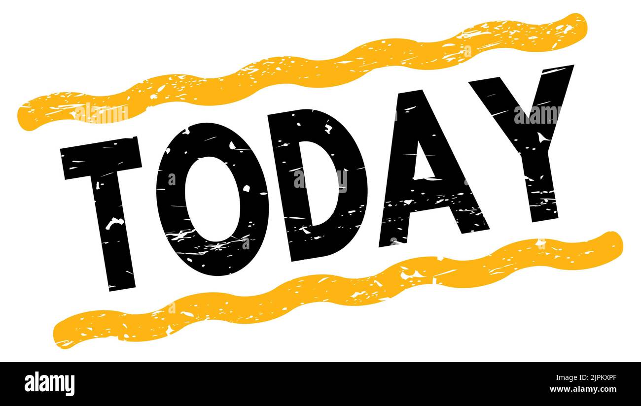 TODAY text written on yellow-black lines stamp sign Stock Photo - Alamy