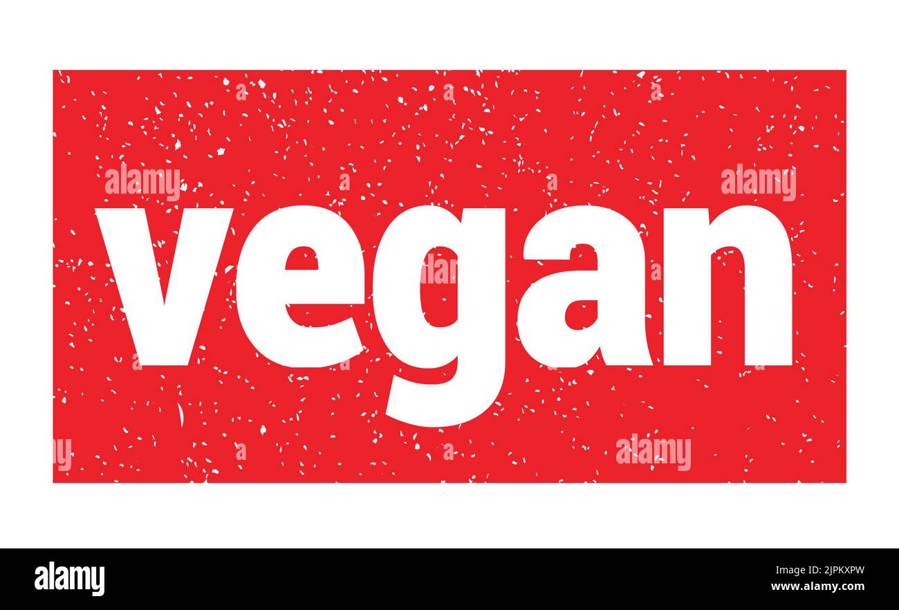 vegan text written on red grungy stamp sign Stock Photo - Alamy