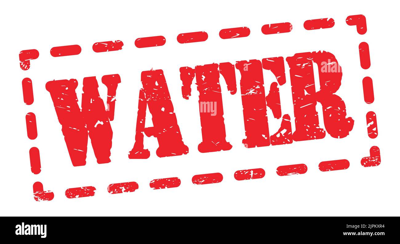 WATER text written on red dash stamp sign Stock Photo - Alamy