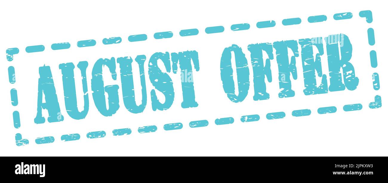AUGUST OFFER text written on blue dash stamp sign Stock Photo - Alamy