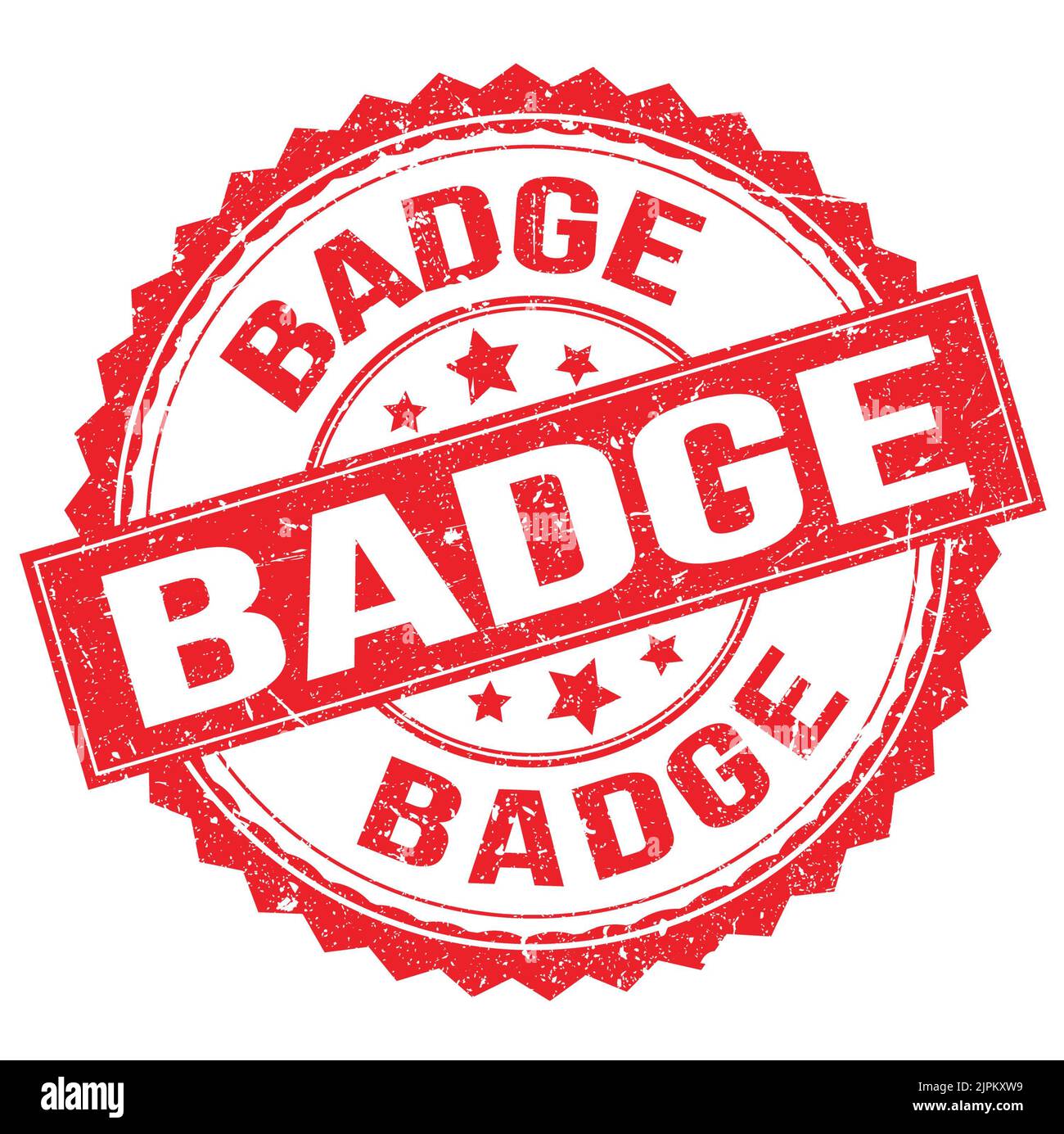 BADGE text written on red round stamp sign Stock Photo - Alamy