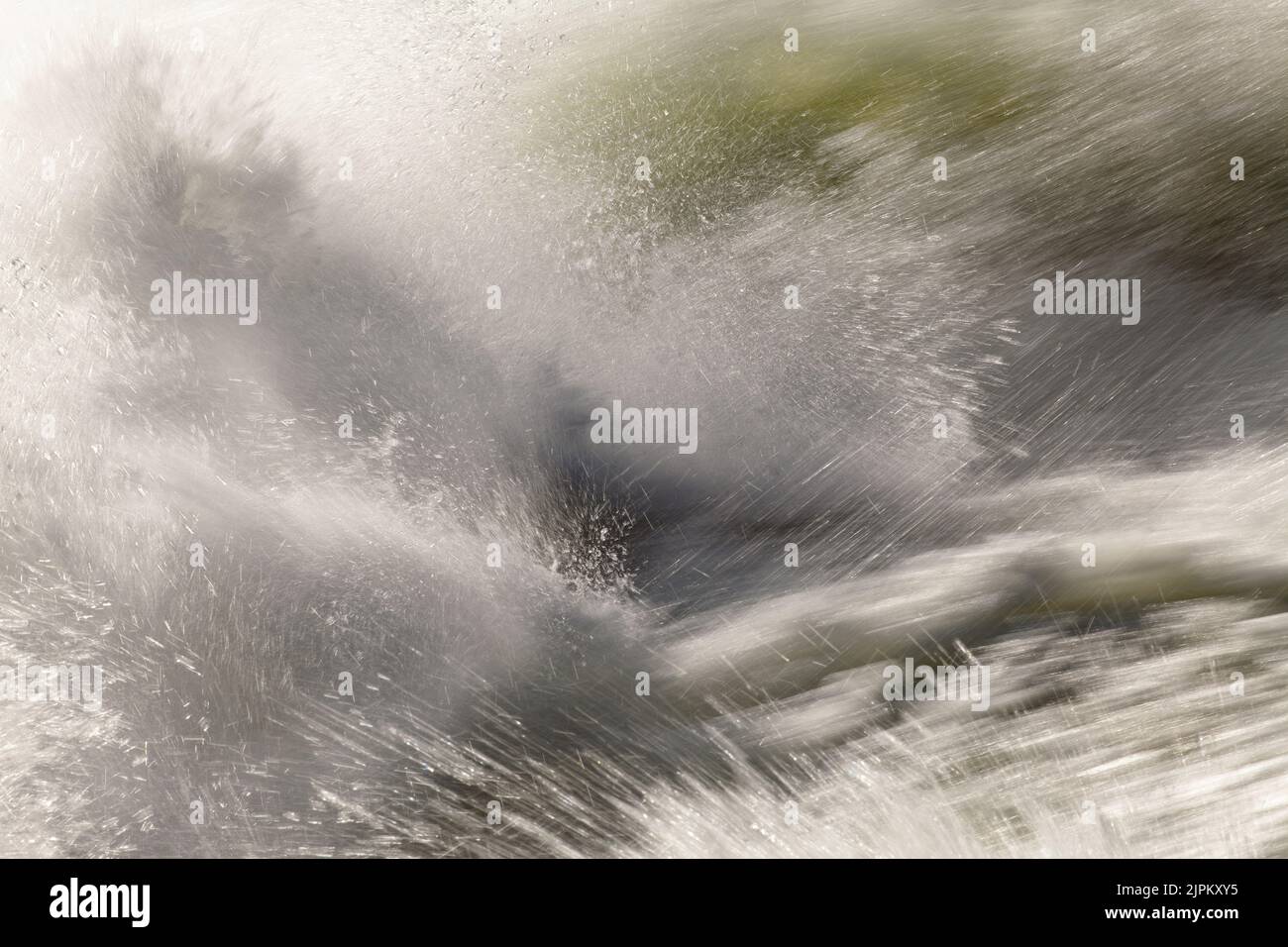 The Cascades of water in the big river. Powerful stream down the valley ...