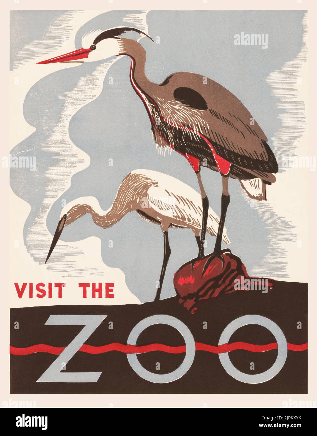 VISIT THE ZOO - Poster promoting the zoo as a place to visit, showing ...