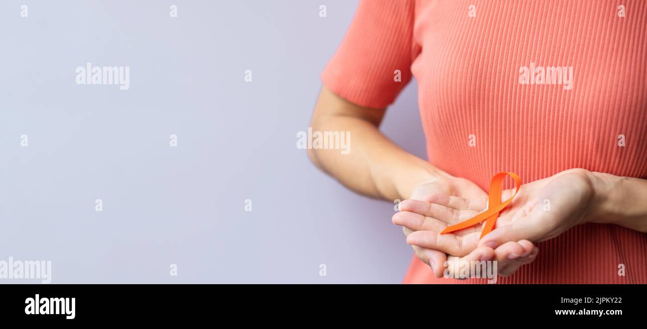 Orange Ribbon for Leukemia, Kidney cancer day, world Multiple Sclerosis ...