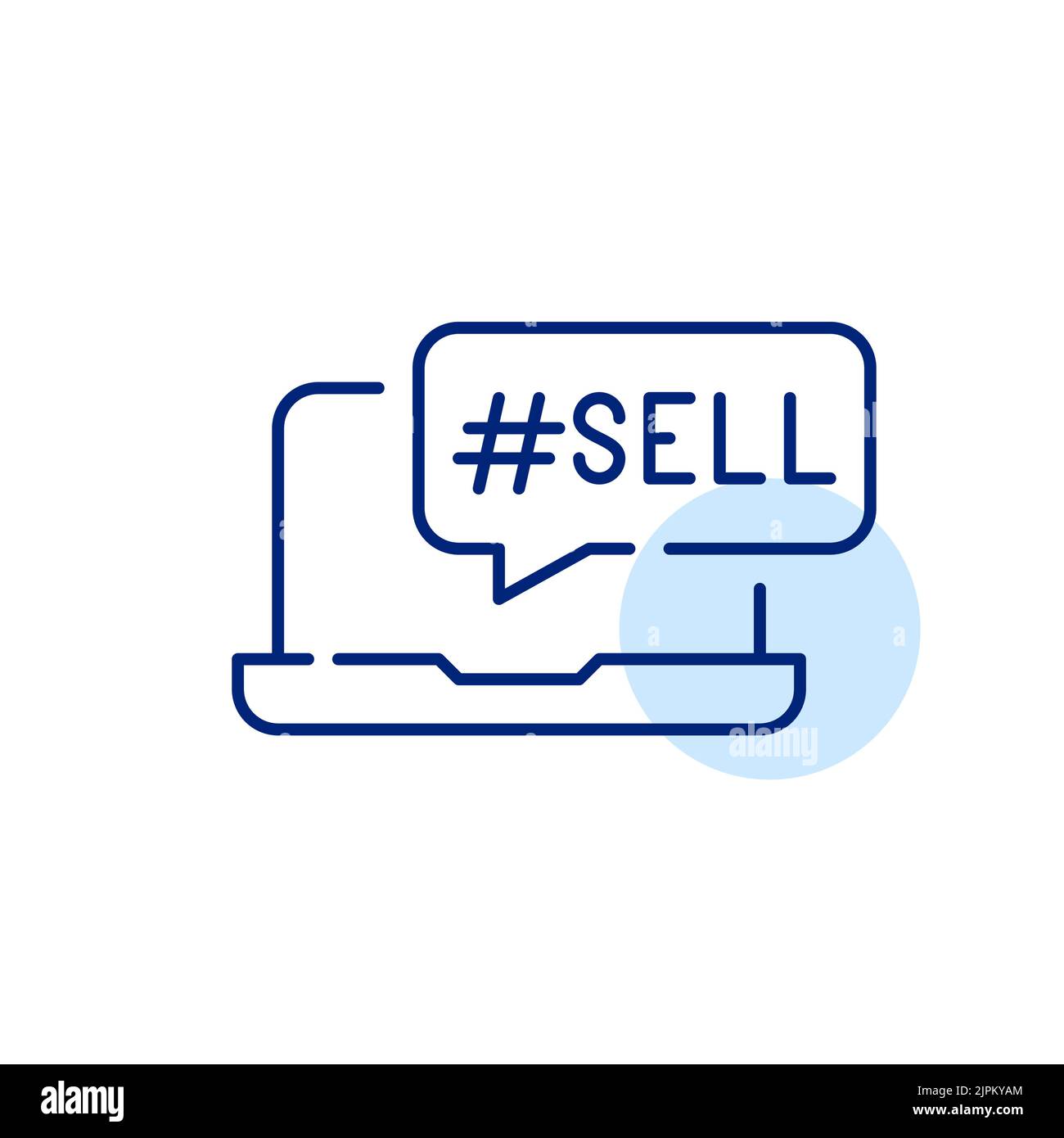 Laptop with sell message. Pixel perfect, editable stroke line art icon ...