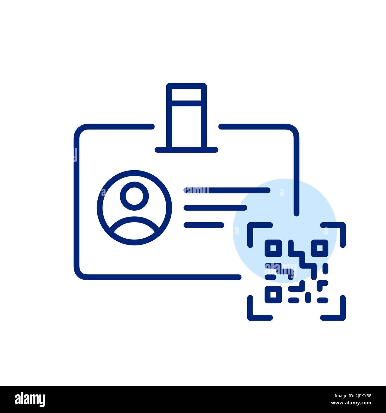 ID card with a QR code identification. Pixel perfect, editable stroke ...