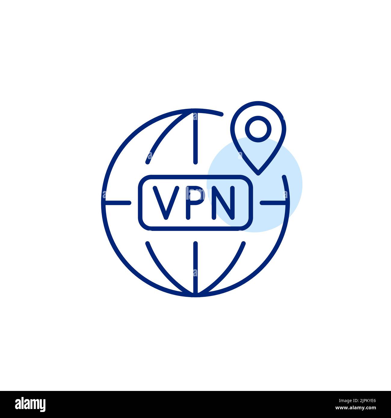 VPN network using different global locations. Pixel perfect, editable stroke line art icon Stock ...