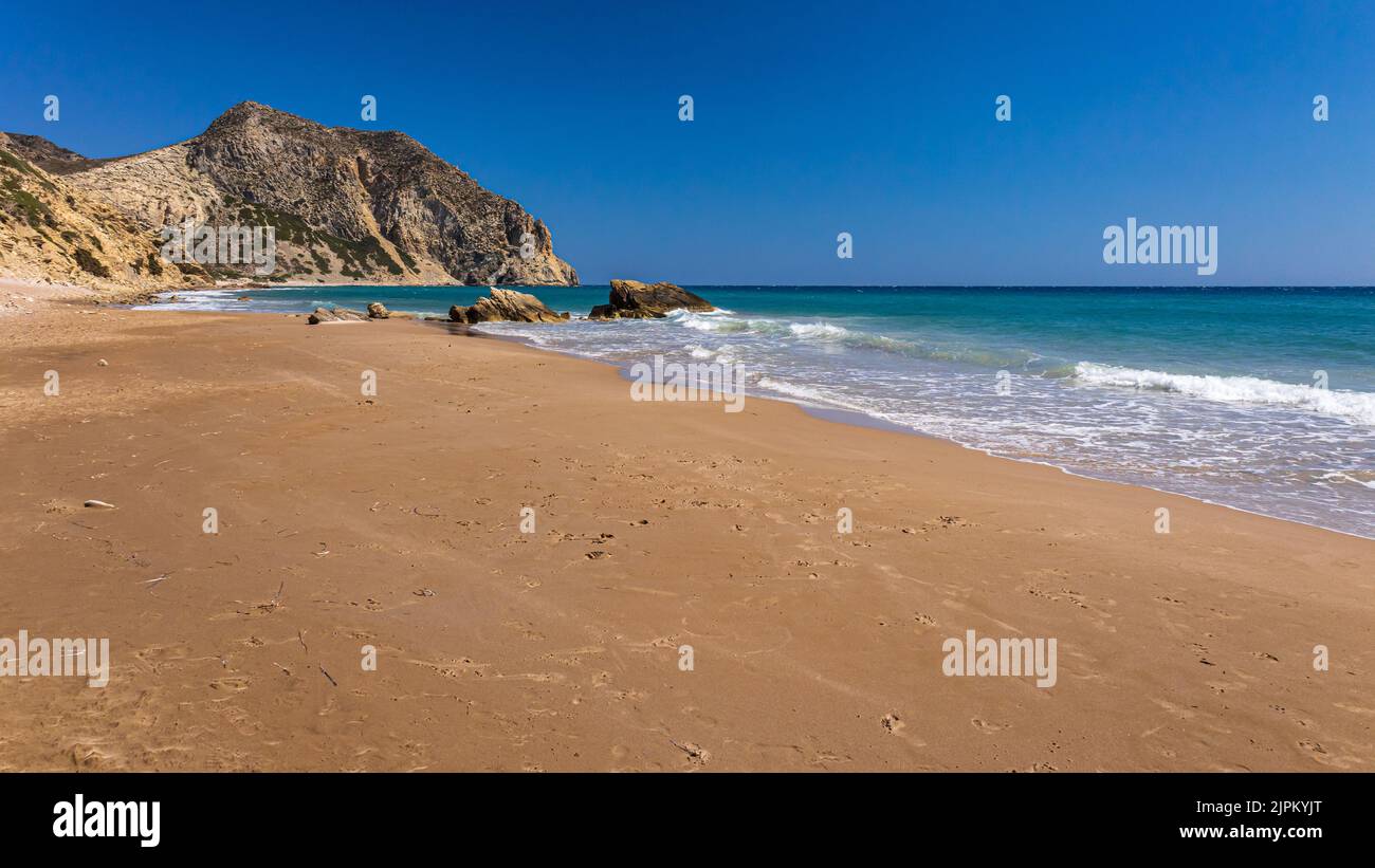 Beautiful day at the Kavo Paradiso beach in kos island, greece Stock ...