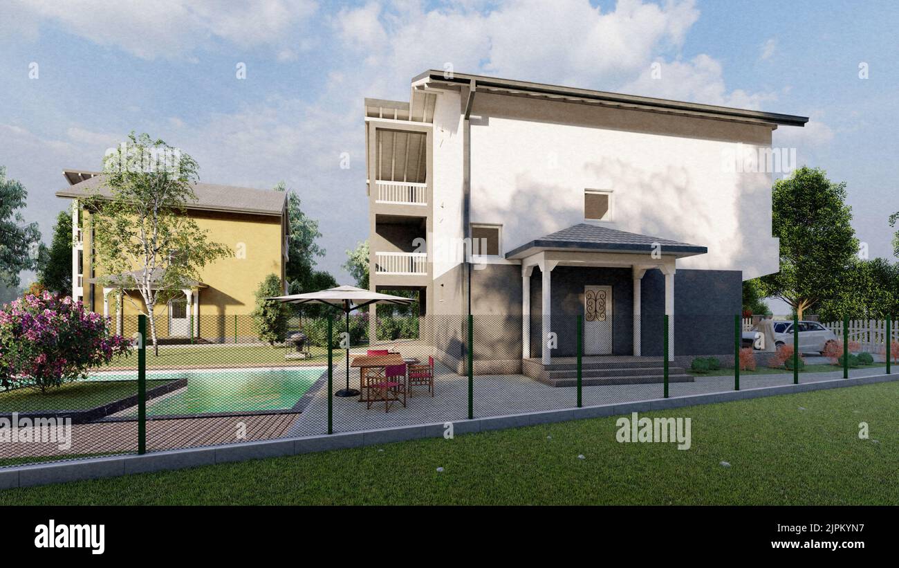 Impressive modern house with pool Stock Photo - Alamy