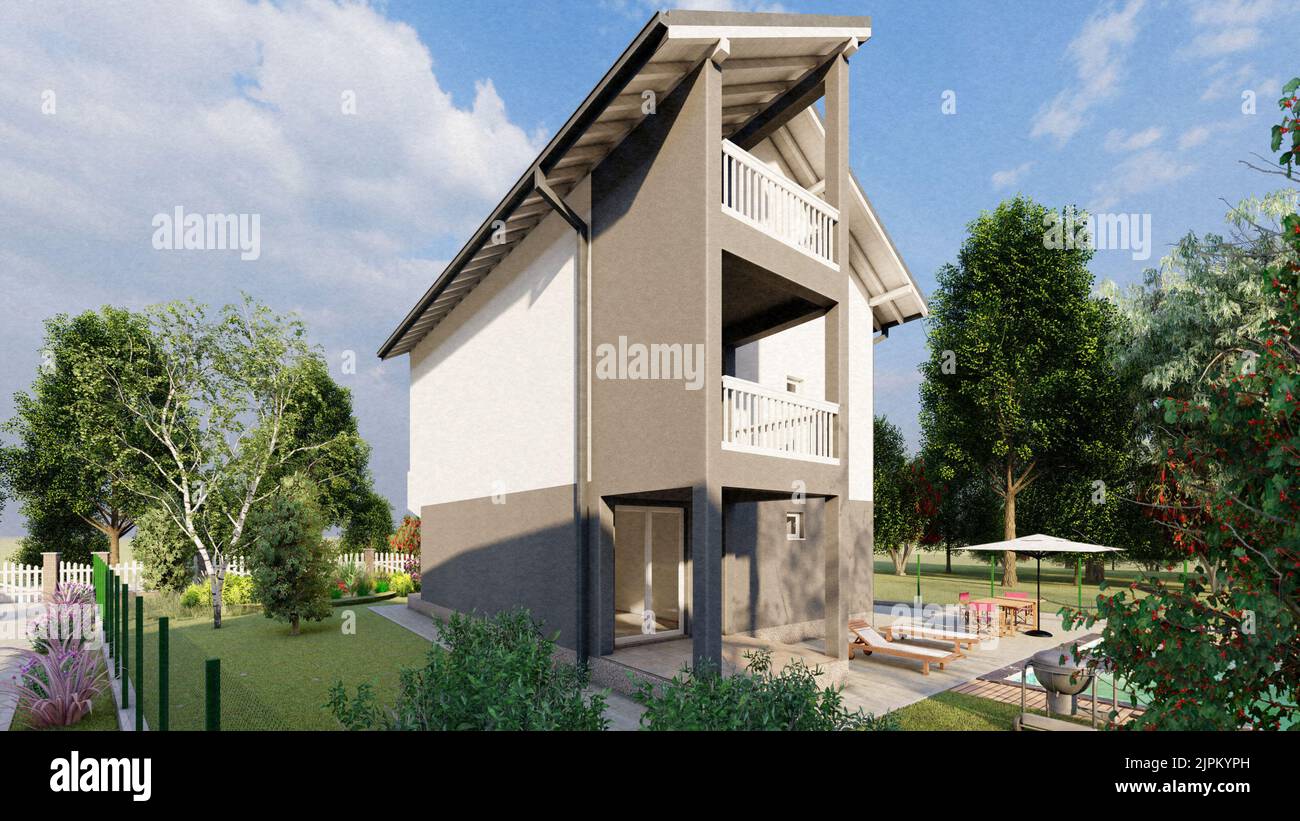 Impressive modern house with pool Stock Photo - Alamy