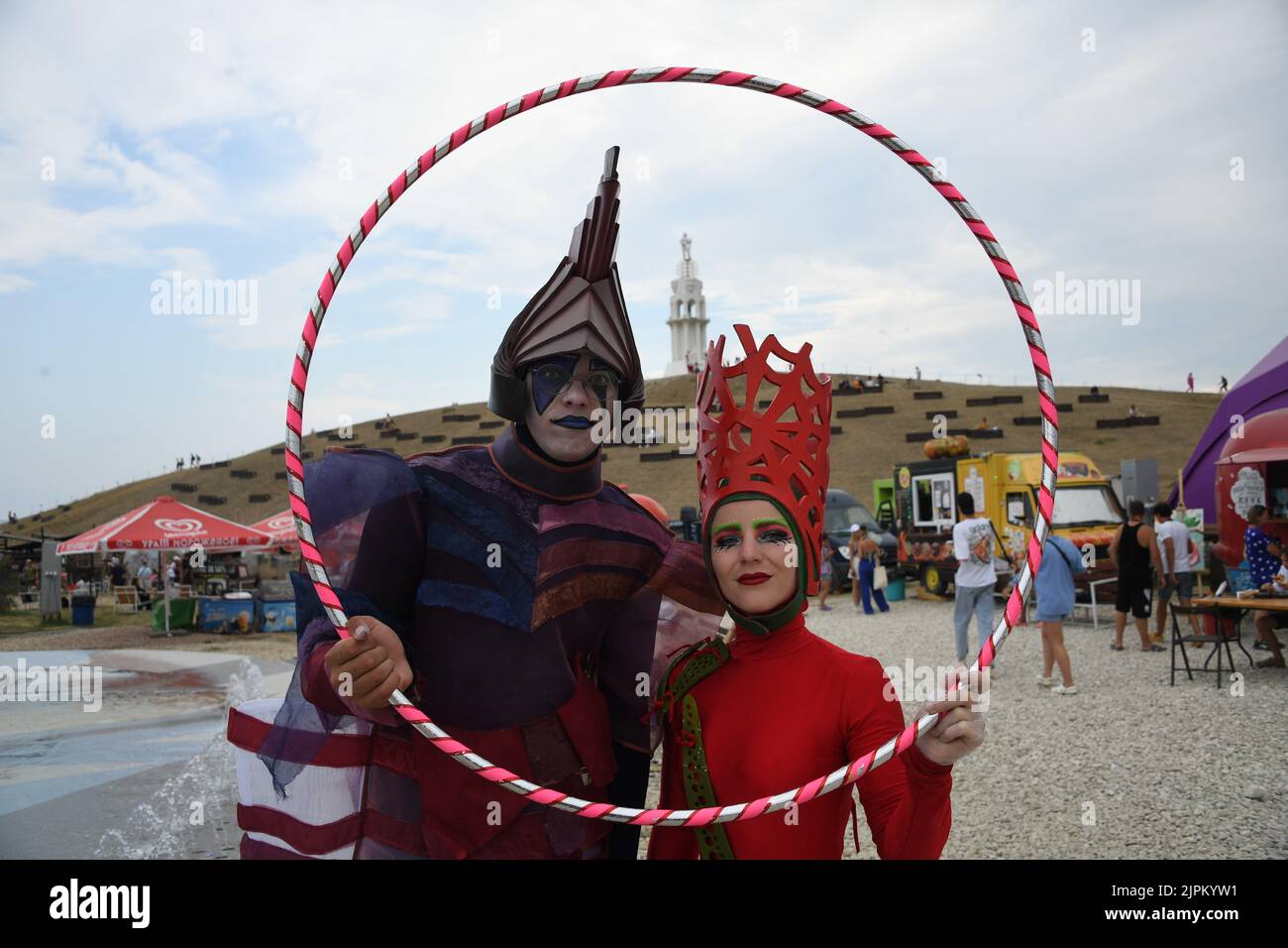 Crimea. Pike perch. Animators at a festival of young cultural figures ...