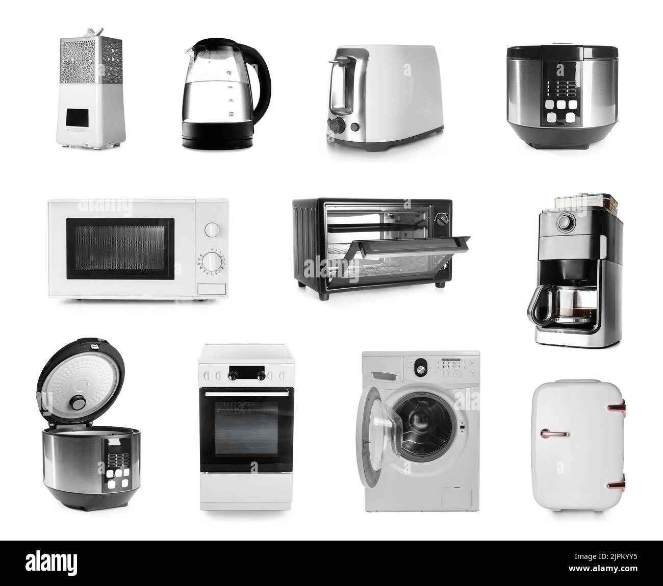 Set of different household appliances isolated on white Stock Photo - Alamy