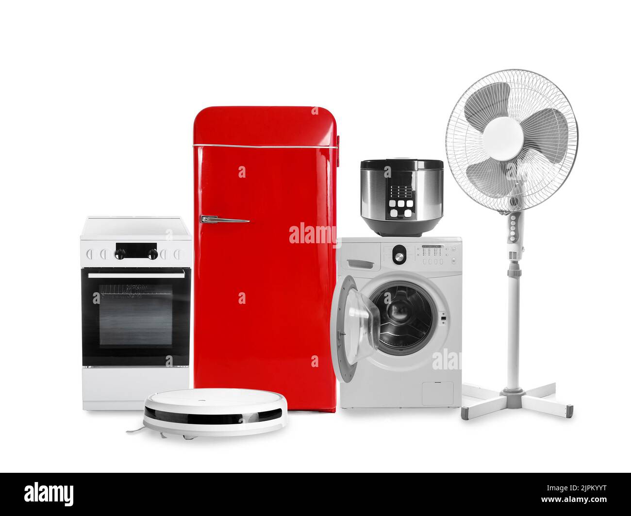 Set of different household appliances isolated on white Stock Photo - Alamy