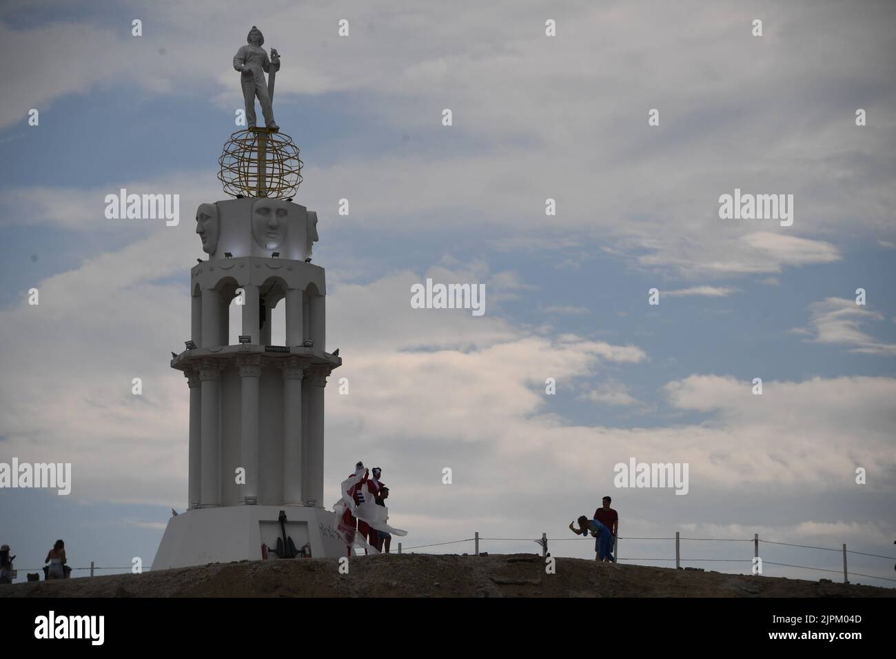 Crimea. Pike perch. Installation Lighthouse at a festival of young ...