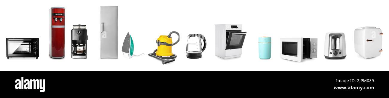 Set of different household appliances isolated on white Stock Photo - Alamy