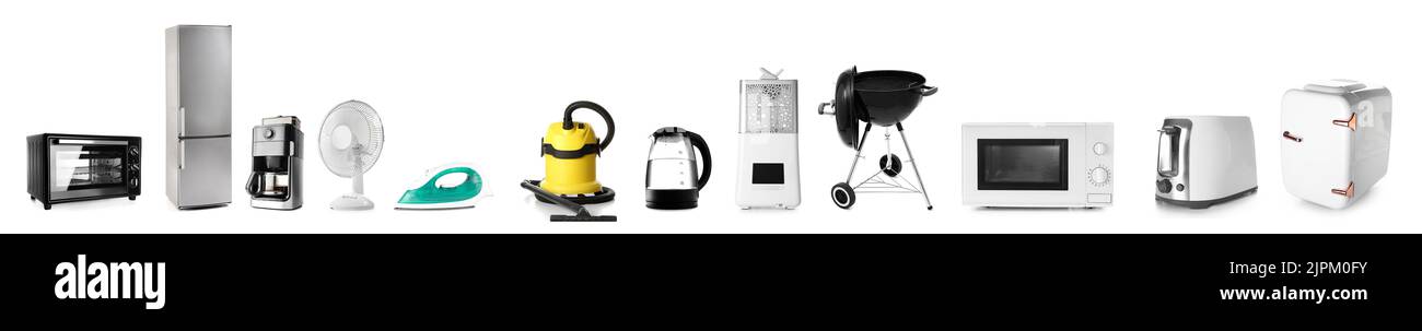 Set of different household appliances isolated on white Stock Photo - Alamy