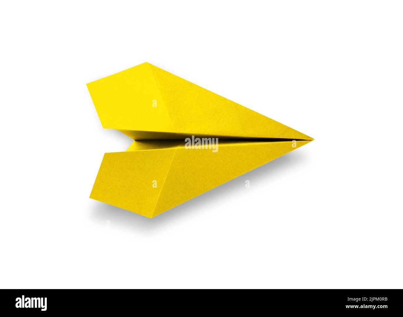 Yellow paper plane origami isolated on a blank white background Stock ...