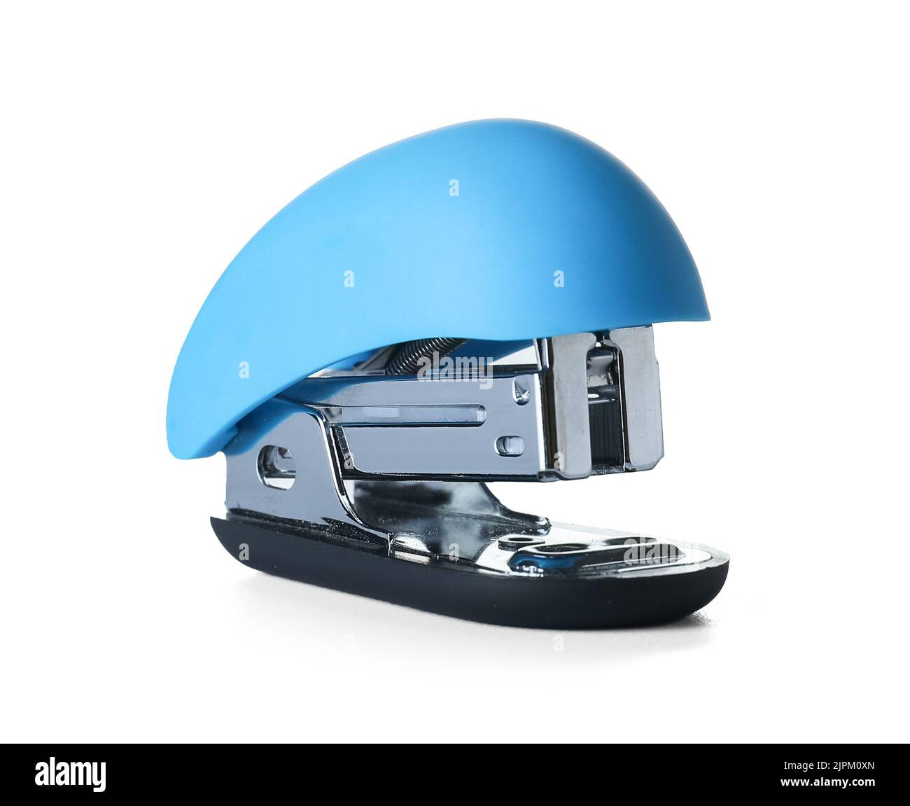 Modern blue stapler on white background Stock Photo - Alamy