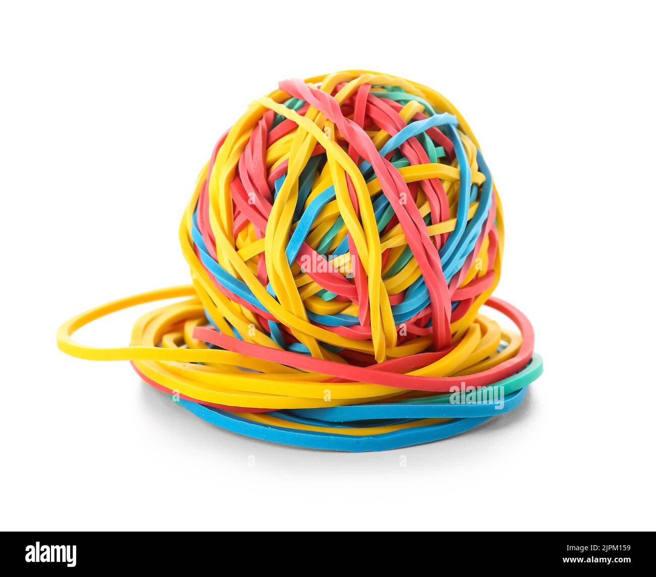 Colorful rubber band ball on white background Stock Photo - Alamy