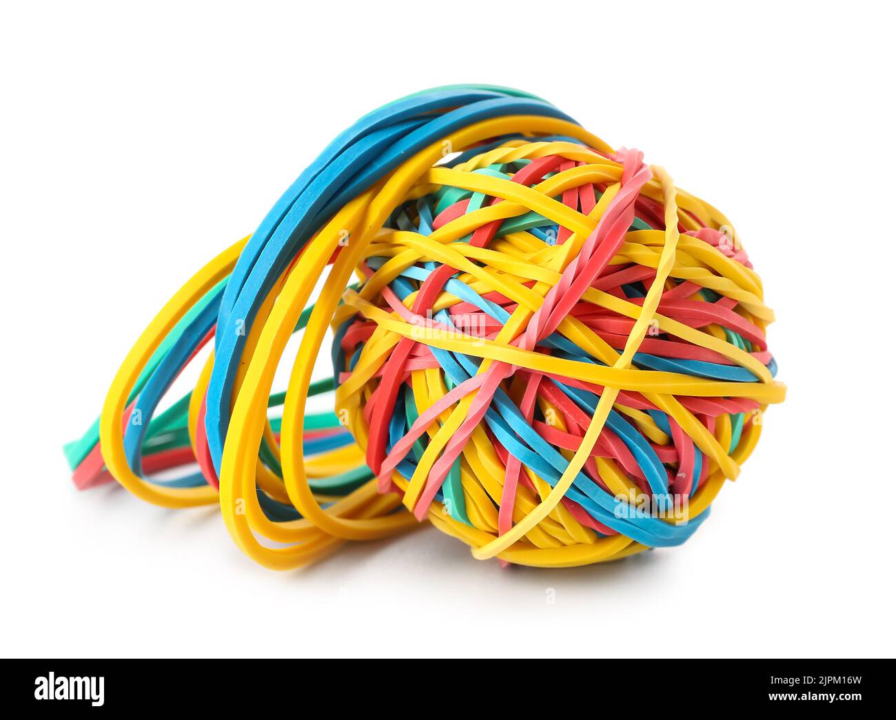 Colorful rubber band ball on white background Stock Photo - Alamy
