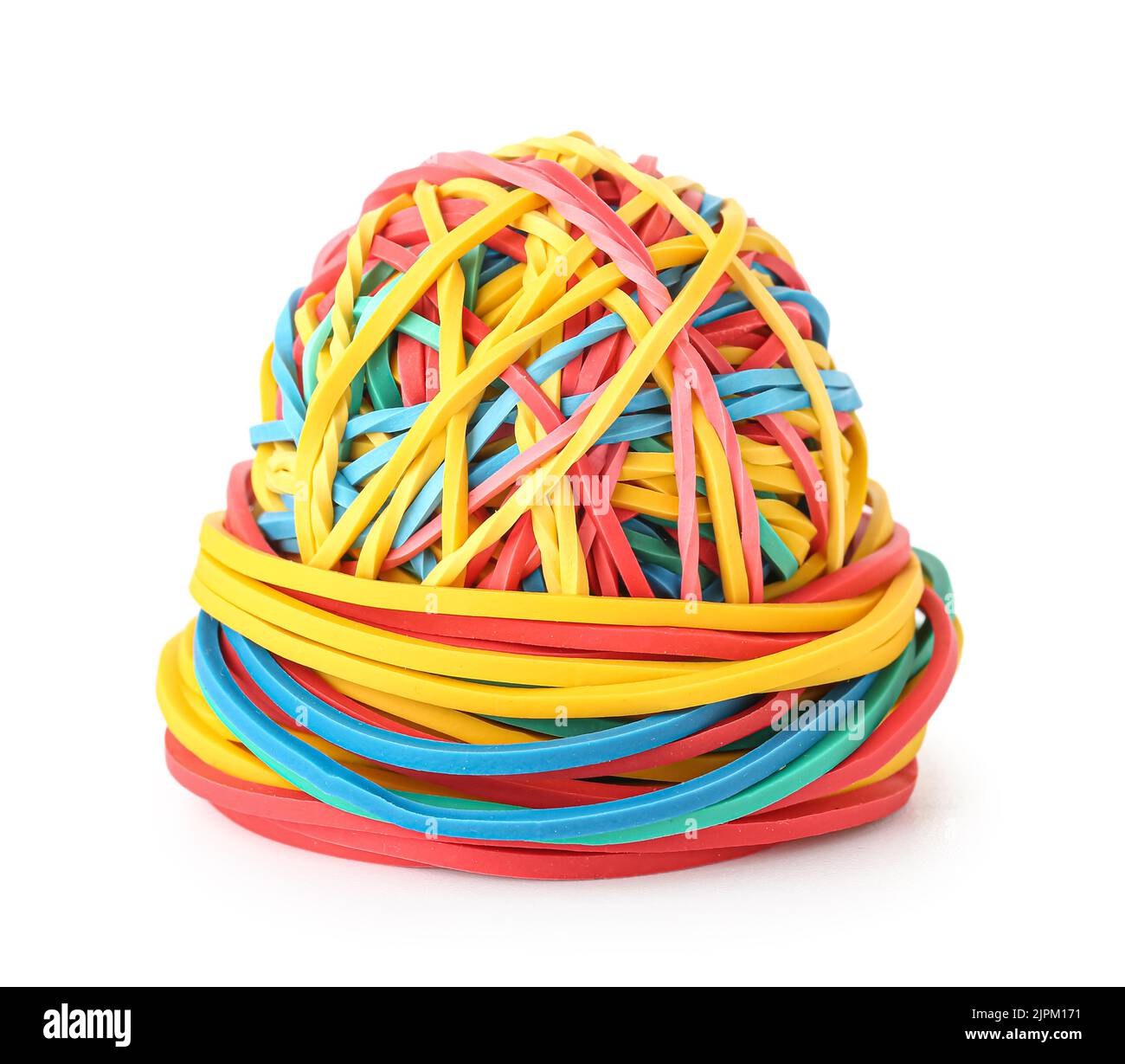 Colorful rubber band ball on white background Stock Photo - Alamy