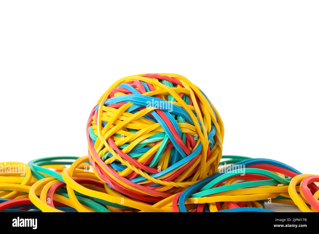 Colorful rubber band ball on white background Stock Photo - Alamy