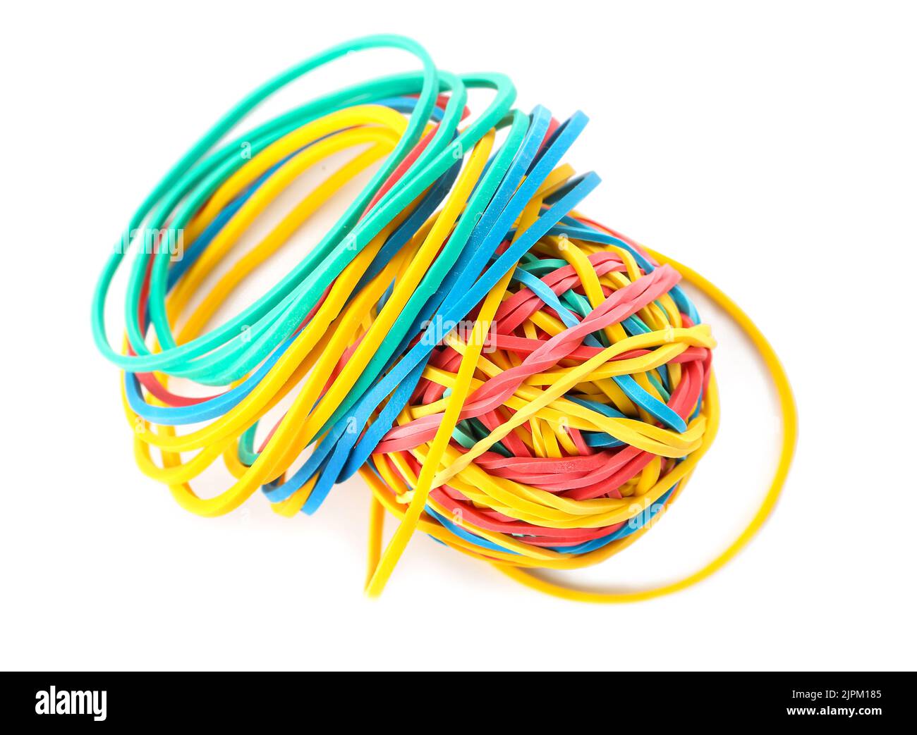 Colorful rubber band ball on white background Stock Photo - Alamy