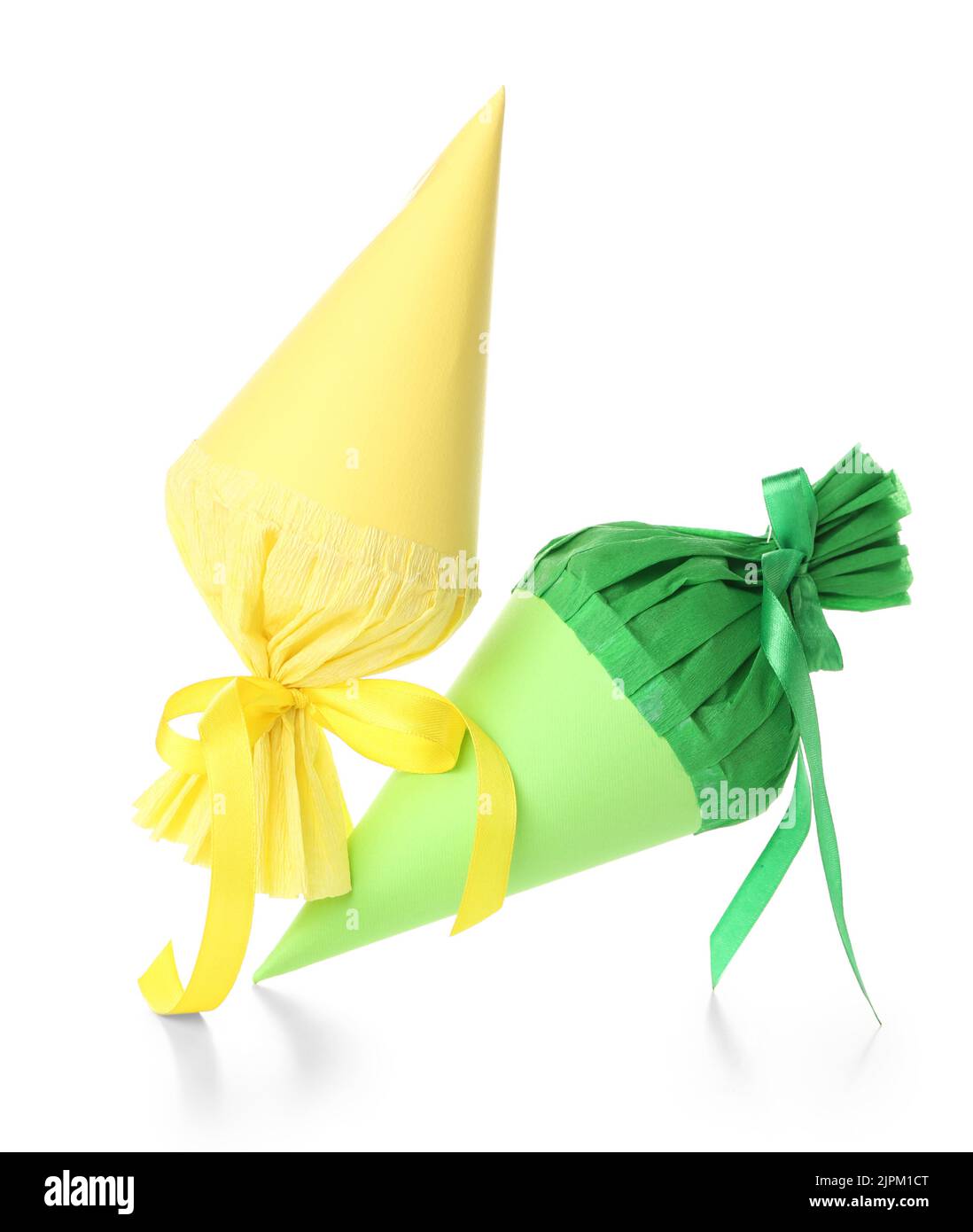 Colorful school cones on white background Stock Photo - Alamy